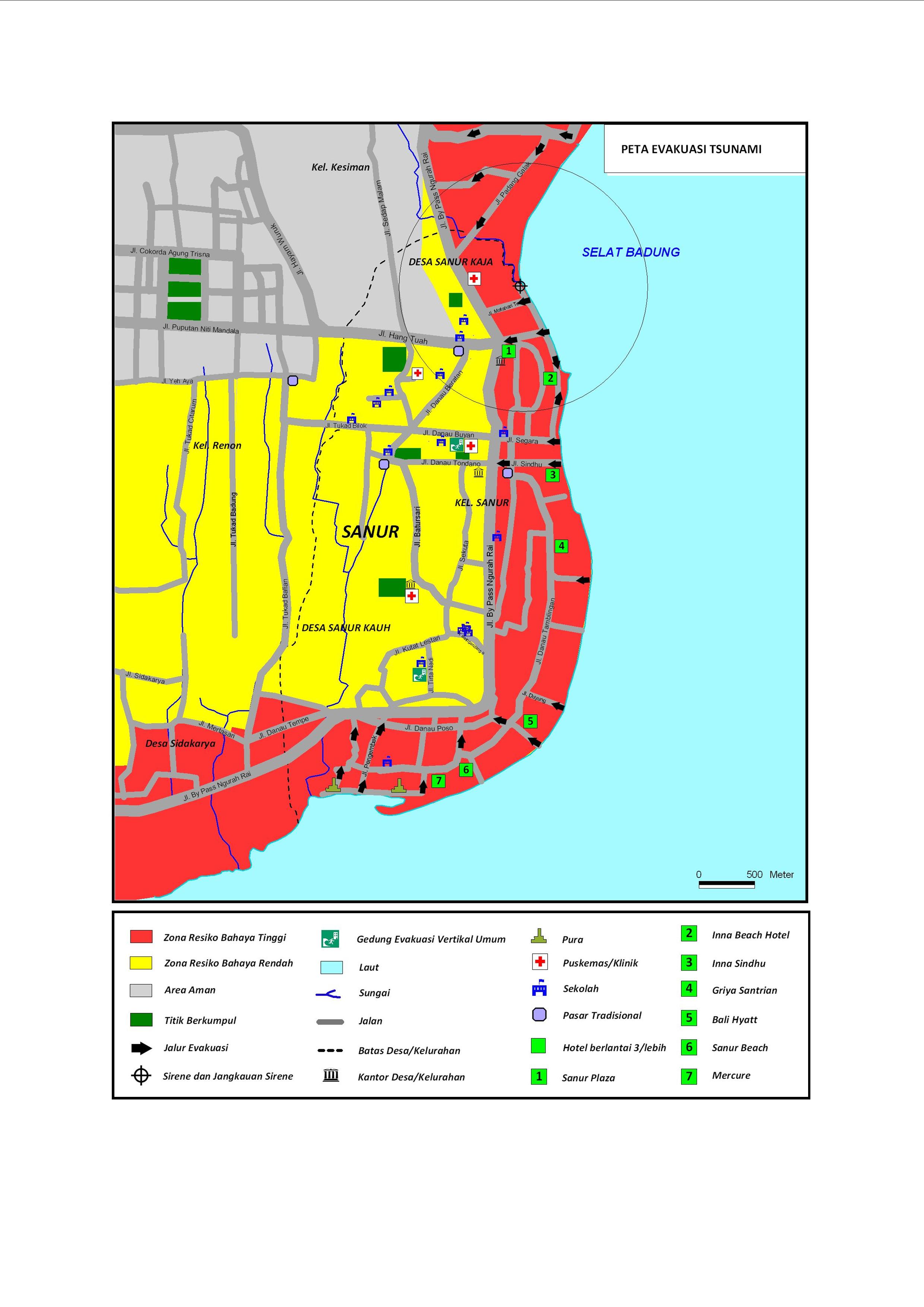 Tsunami Kit - Peta Evakuasi Tsunami Bali, Sanur